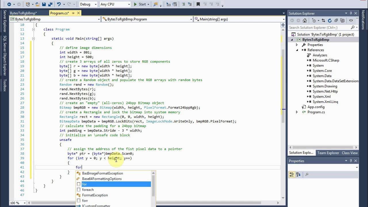 C# Tutorial: 3 byte arrays to RGB bitmap using pointers (unsafe code) - YouTube