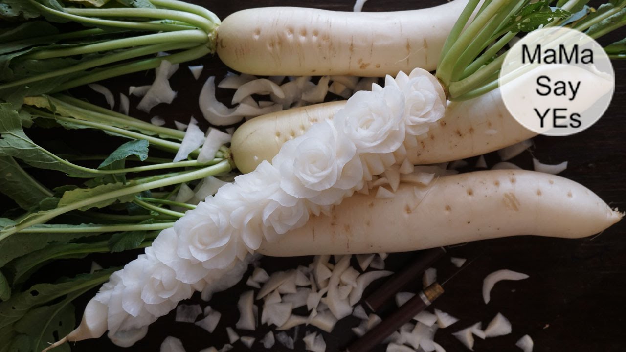 Radish Carving Lesson アートカービング #MaMaSayYEs - YouTube