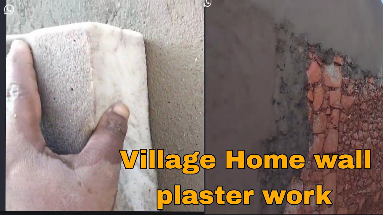 Wall Plastering in Outside/Village stone work plaster finished - YouTube
