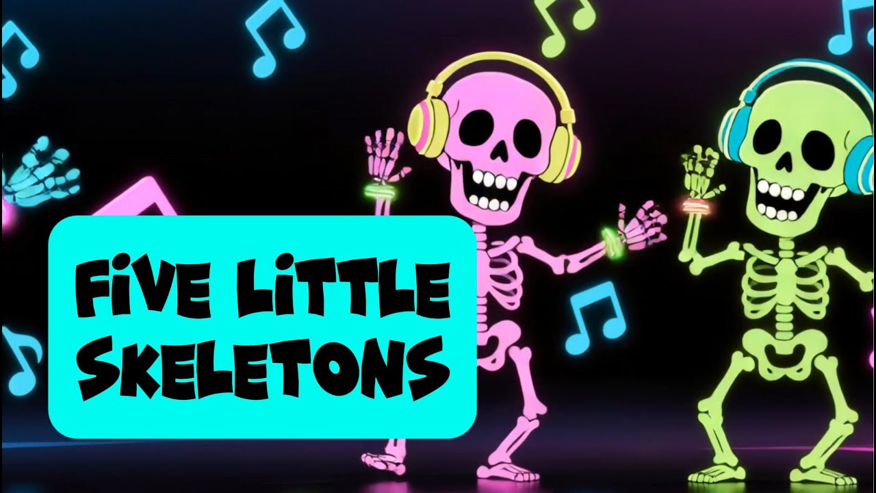 Spooky Fun! 👻 5 Little Skeletons Neon Dance for Kids - YouTube