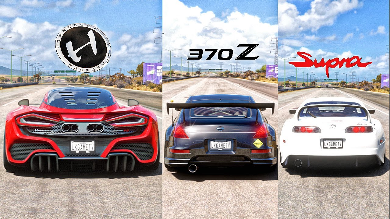 FH5 DRAG RACE! Hessessey Venom F5 Vs Nissan 350z Vs Toyota Supra Rz ...