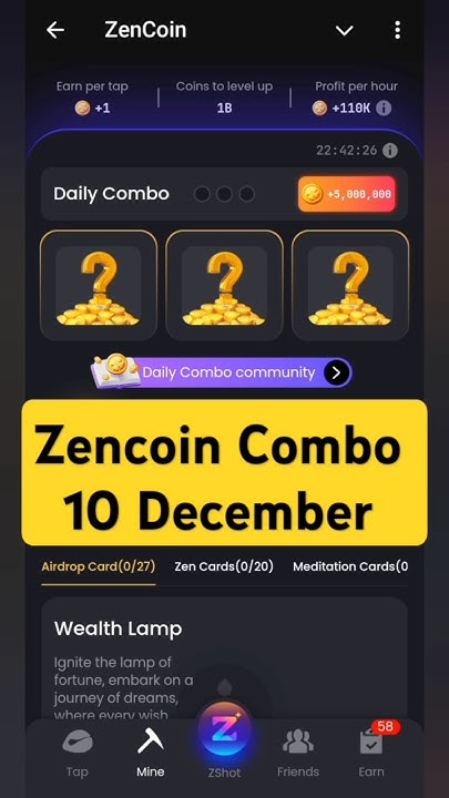 Zen coin daily combo Today 10 December | Zen coin combo cards #zencoin #combo - YouTube