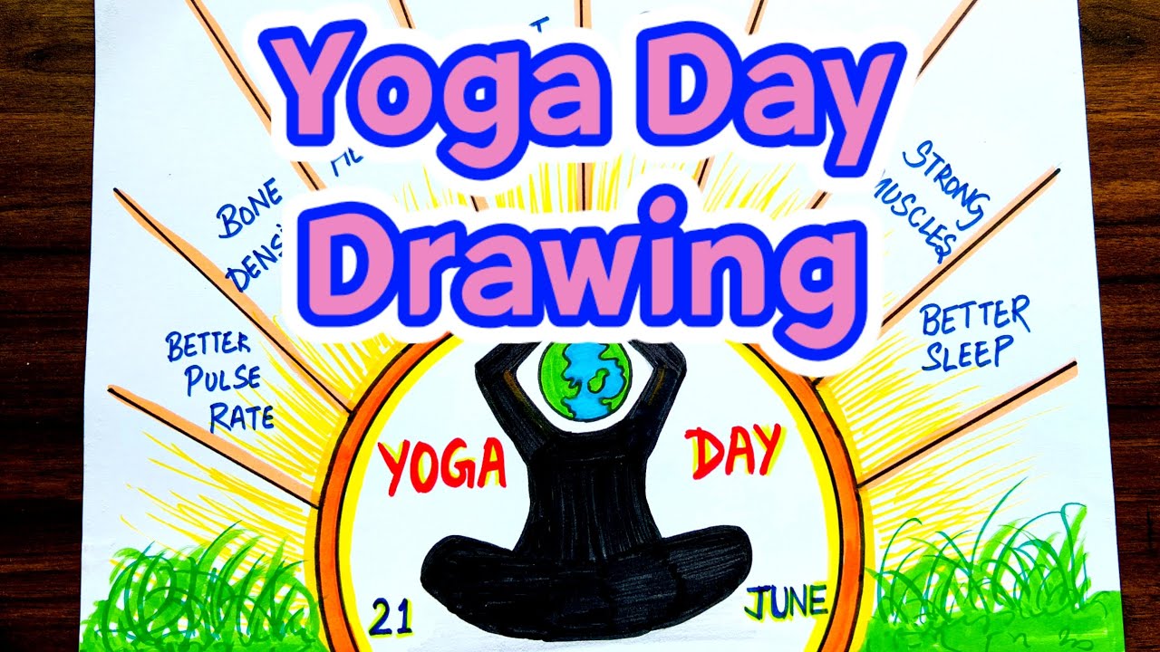 International Yoga Day Drawing/Beautiful Yoga Day Poster Drawing/Yoga ...