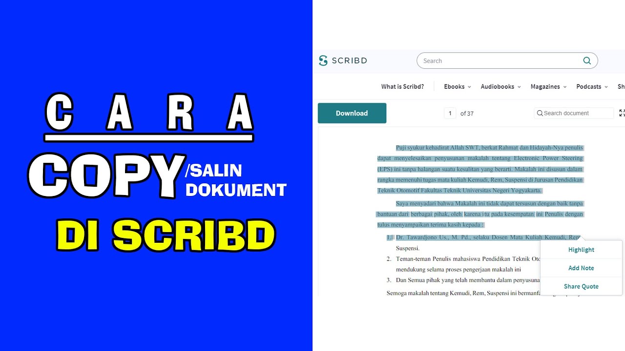 Cara copy dokumen di scribd - YouTube