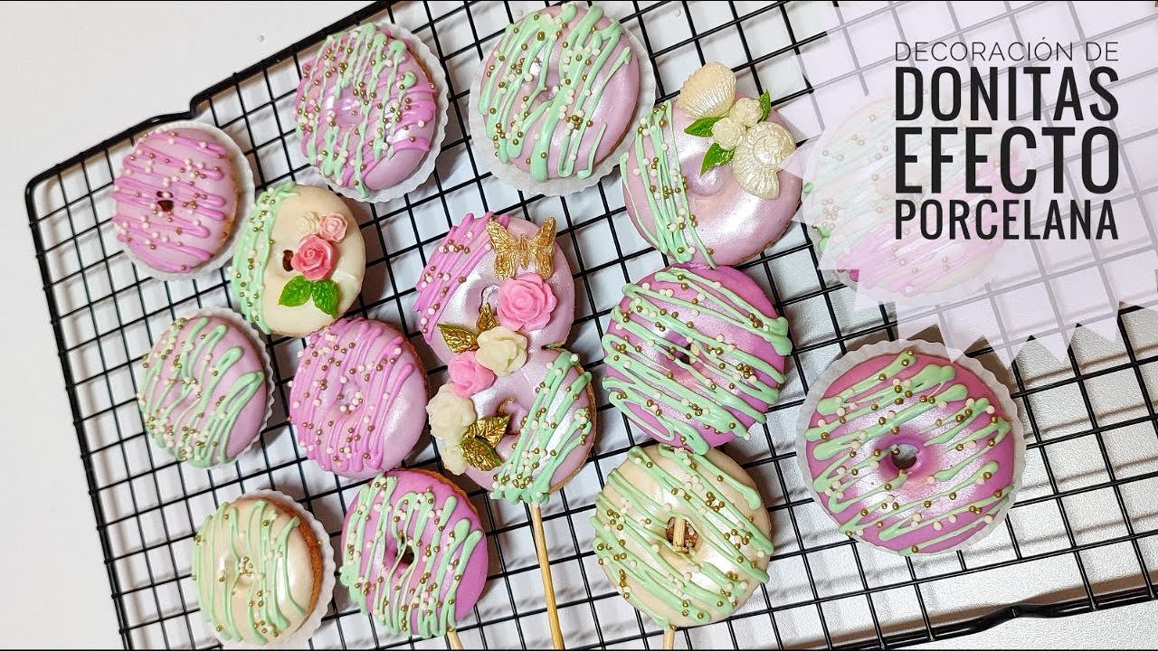 Cómo decorar mini donas con chocolate | Decoración de donitas efecto ...