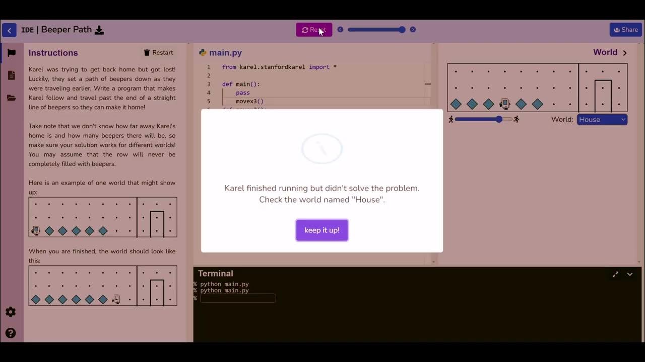 Coding Journey: CodeInPlace Karel_Beeperpath [FreeCodingCourse by Standford] - YouTube
