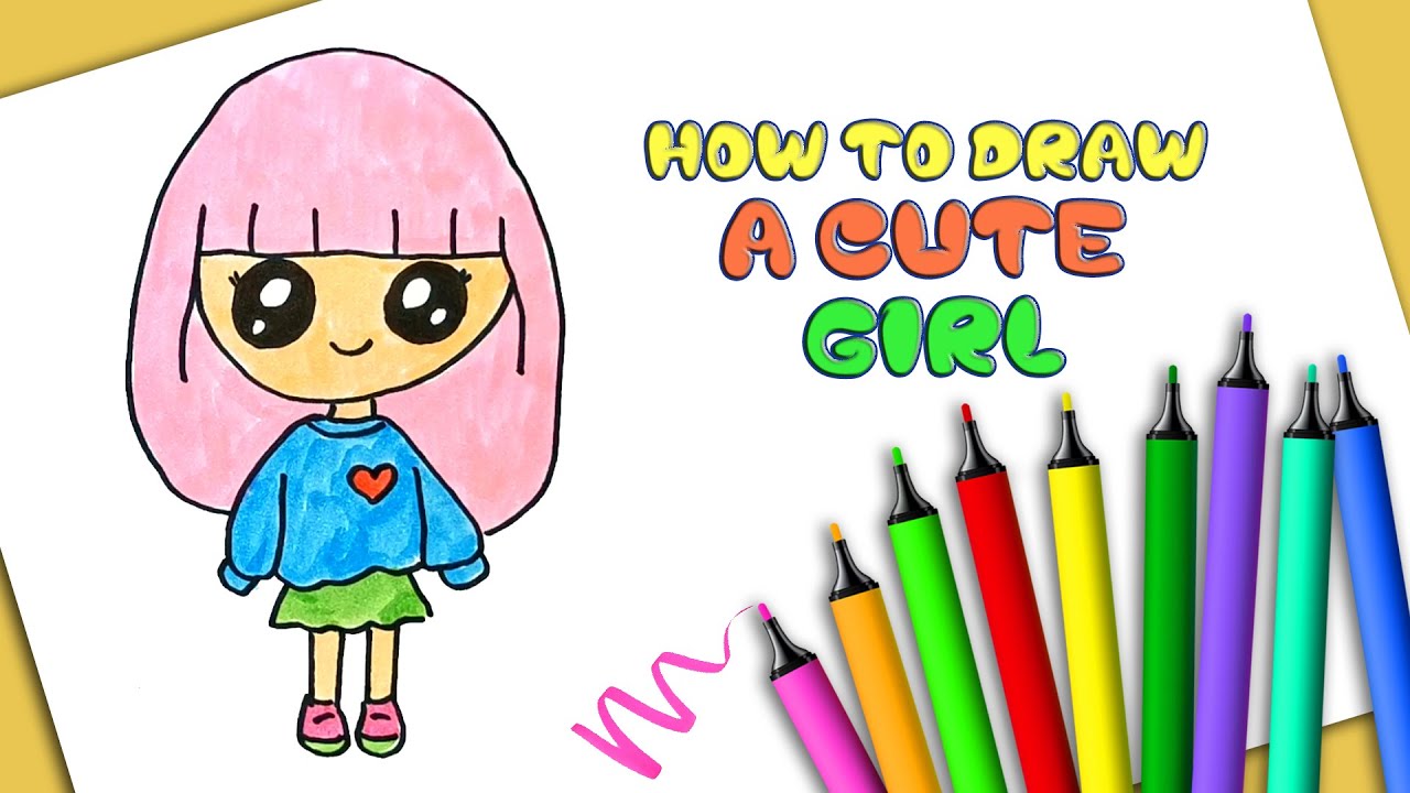 How to Draw a cute girl Step by Step - YouTube