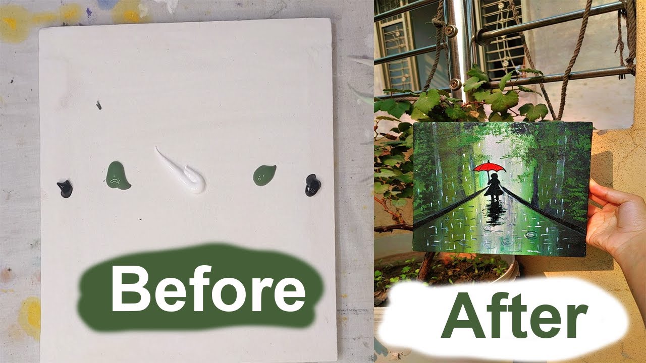 Painting Rain On Canvas | Adventurous Art & Craft | One Girl In Rain ...