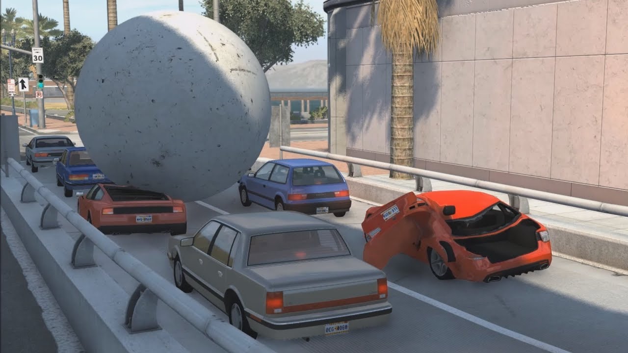 Giant Balls vs. Cars 2 | BeamNG.drive - YouTube