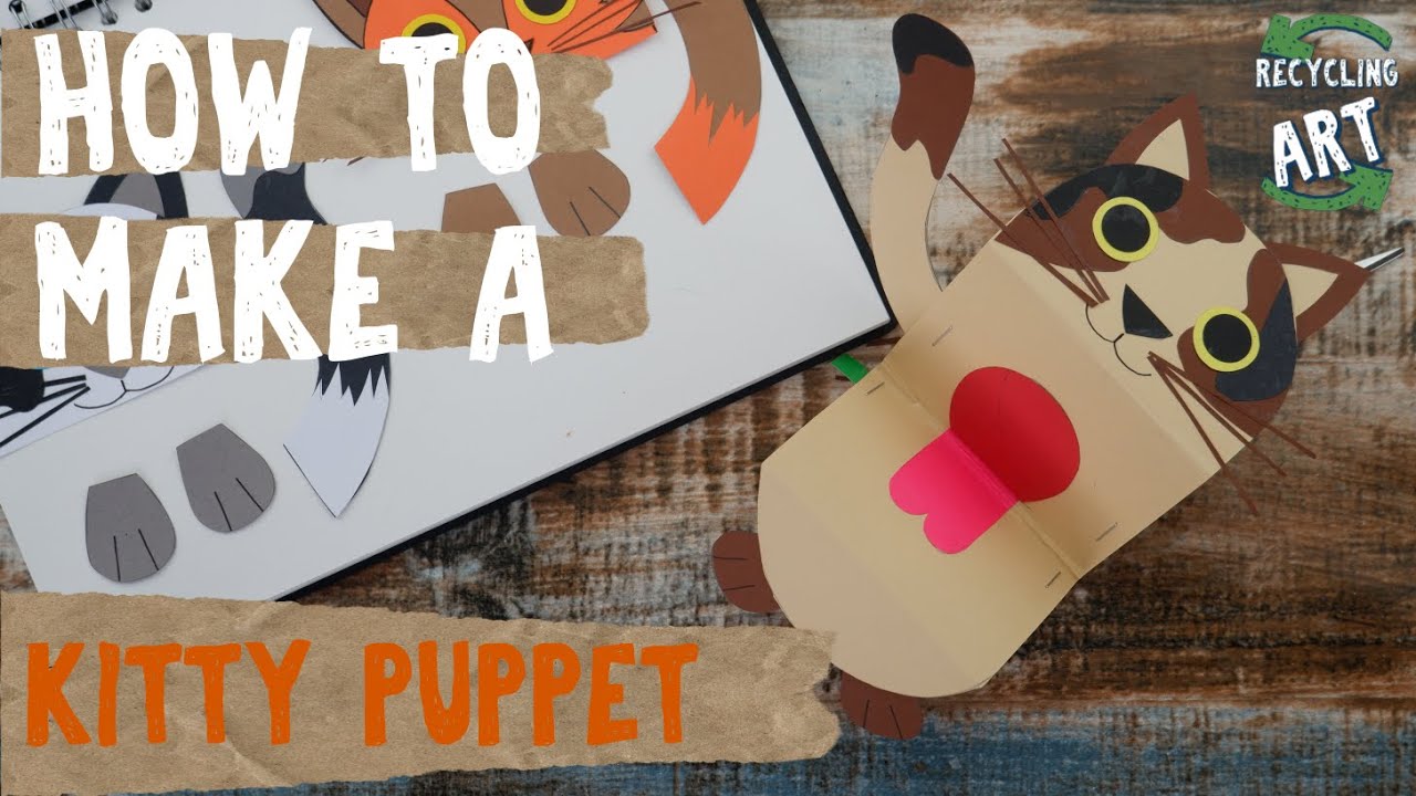 How to make a Kitty puppet - Milk carton - Recycling Artwork - YouTube