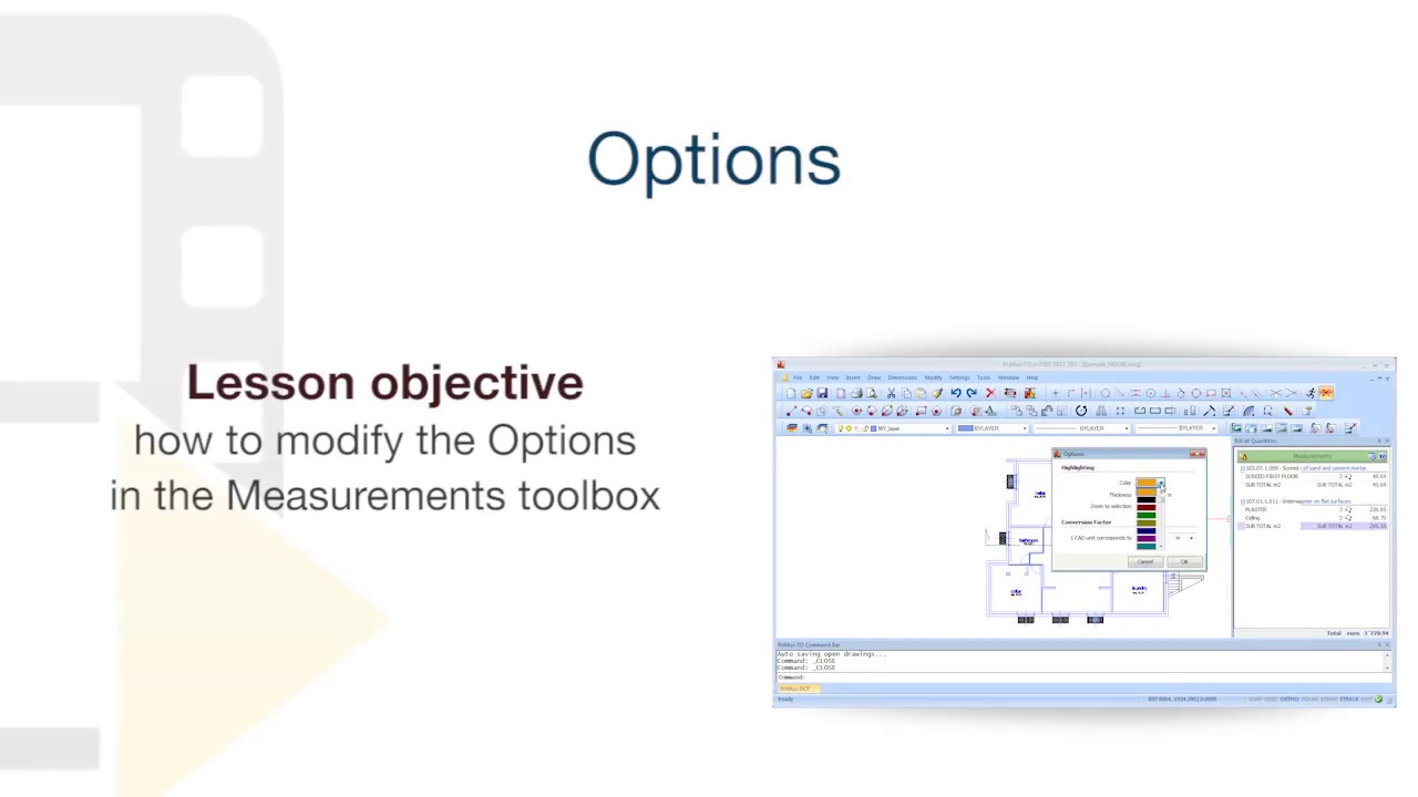 PriMus TAKEOFF Tutorial - Options - ACCA software - YouTube