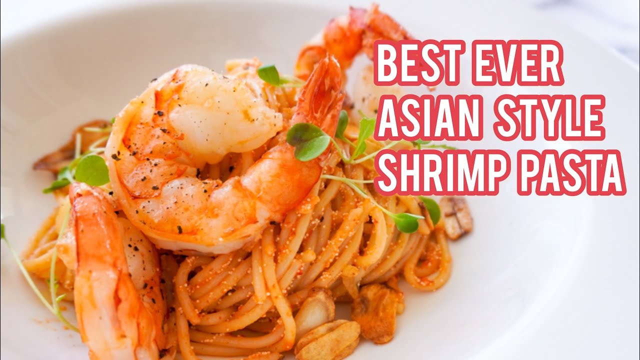 Asian Fusion Pasta-Easy Shrimp and Pollack Roe Pasta - YouTube