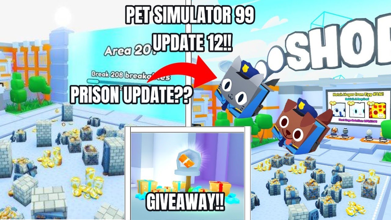 LIVE!!!! PET SIMULATOR 99 UPDATE 12!! PRISON UPDATE?! (GIVEAWAY) - YouTube