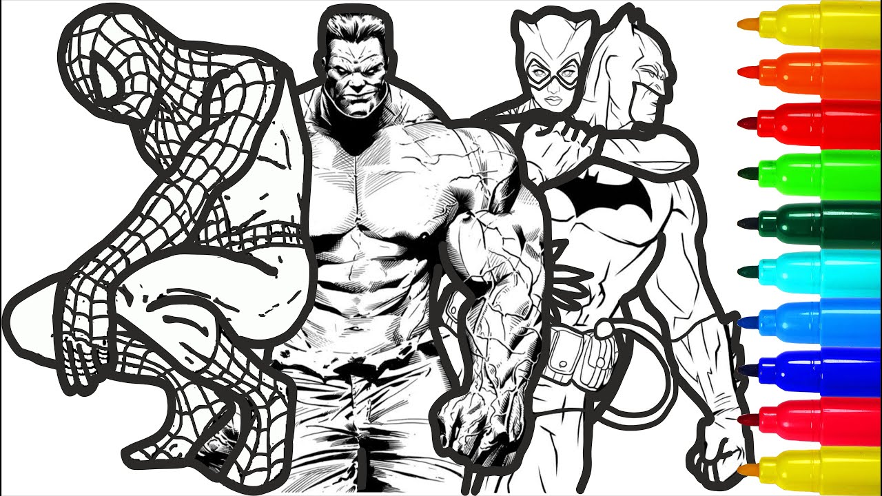 Hulk Spiderman Ladybug Batman Coloring Pages - YouTube