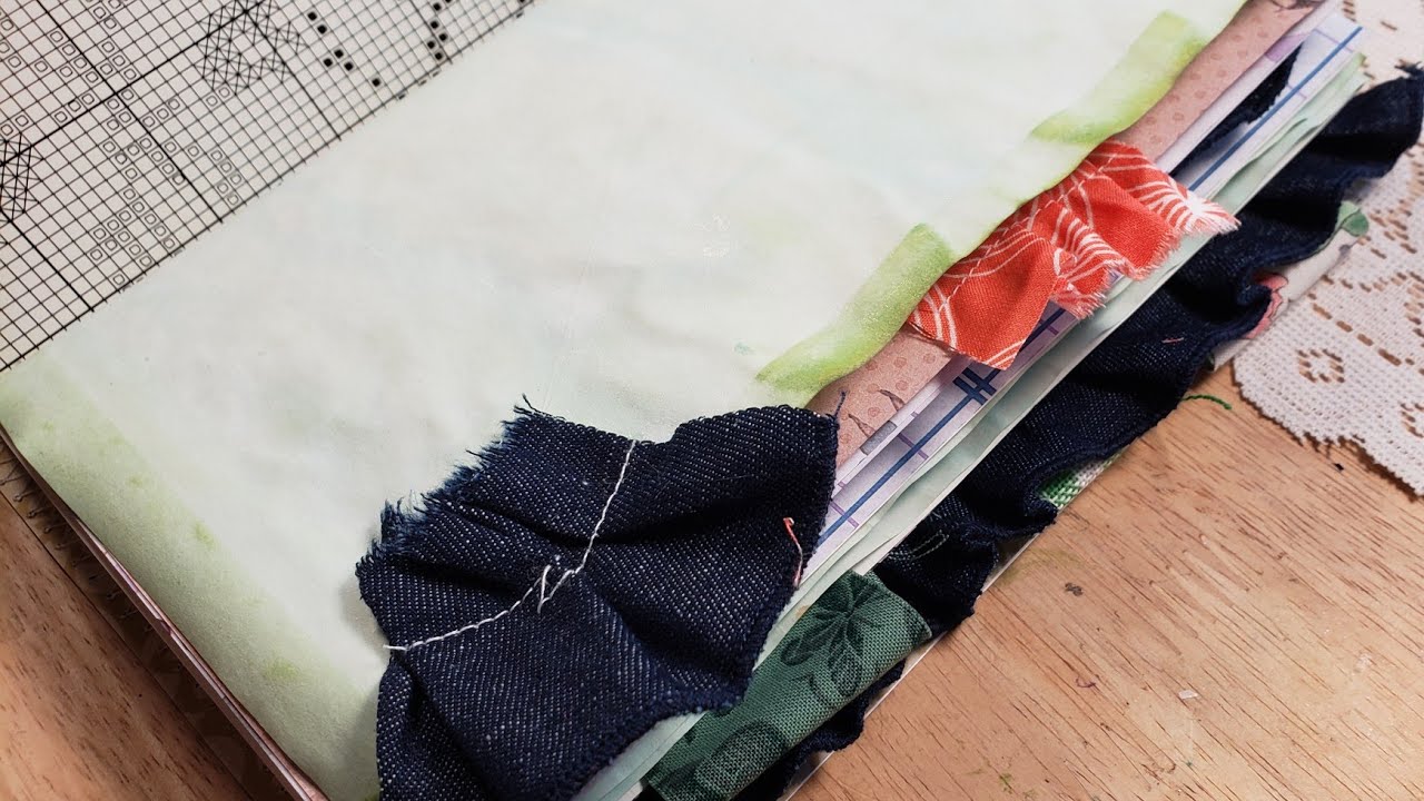 Adding Fabric Ruffles and Tabs to Journal Page Edges - YouTube