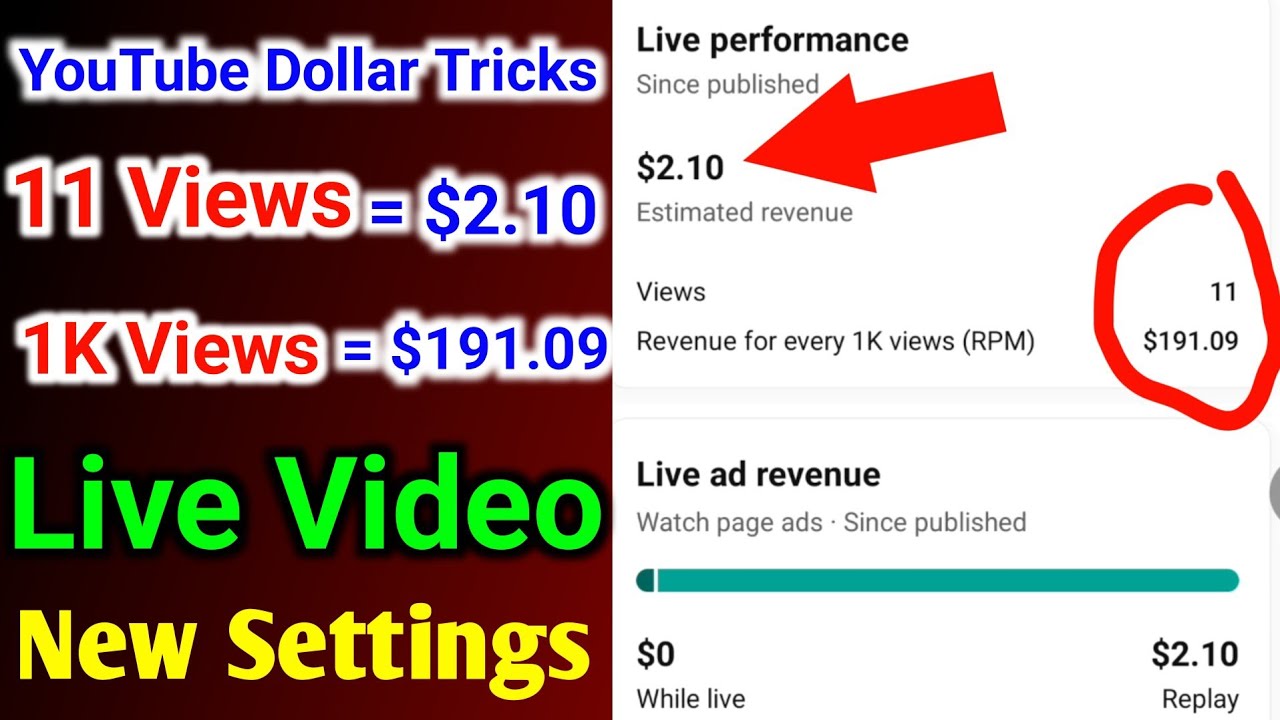 1k Views 191 09 Youtube Dollar Tricks How To Increase Youtube