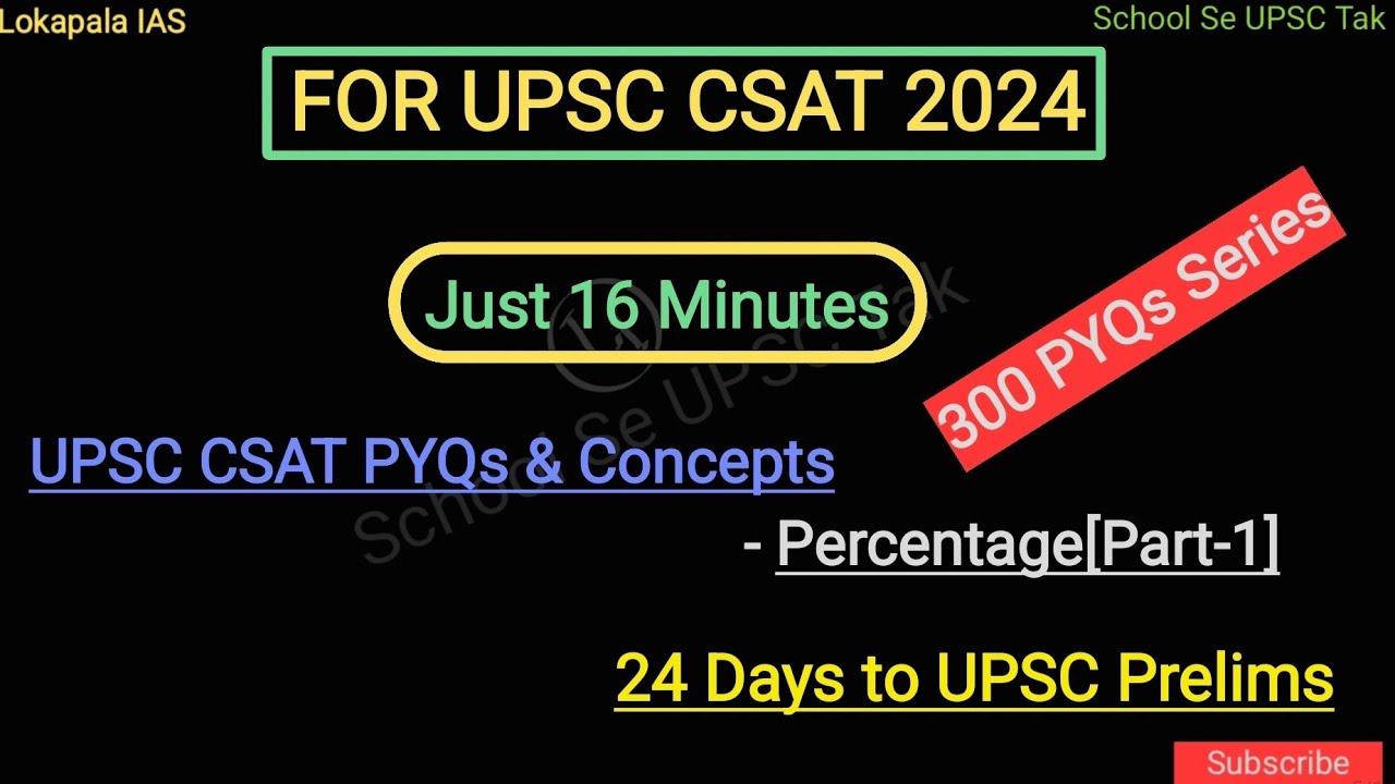 UPSC CSAT PYQs ! Q.No.:64 - 70- Percentage [Part-1] for #upsc #csat # ...