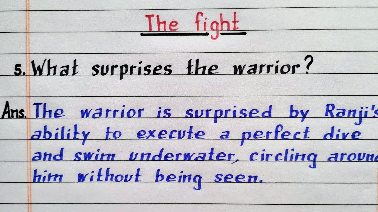 What surprises the warrior? The fight | Class 8 English supplementary ...