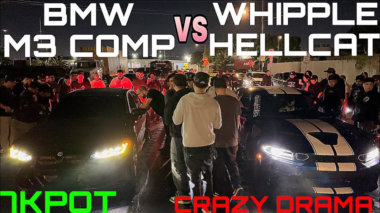 CRAZY DRAMA HELLCAT ALMOST CRASHES BMW M3 VS WHIPPLE HELLCAT 7KPOT # ...