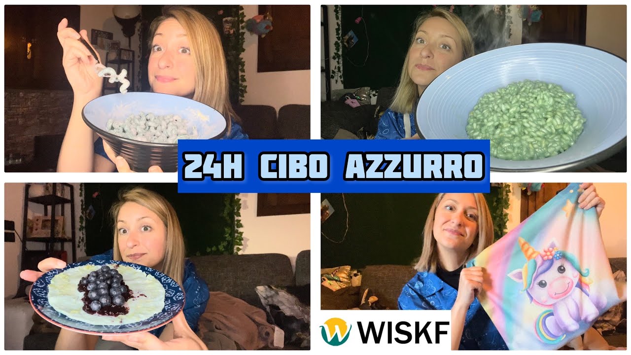 Mangio 24h cibo BLU -come fare pasta e riso BLU - YouTube