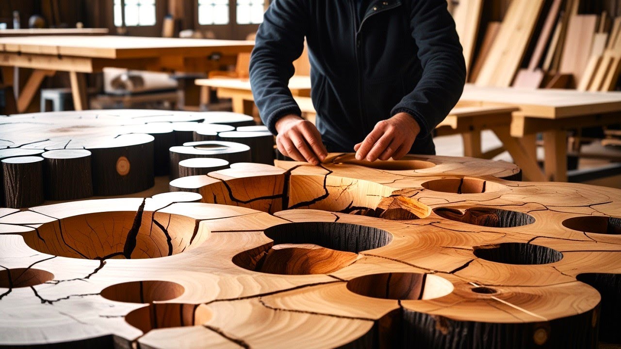 Talented Carpenter: Unique Combination of Holed Wood and Tree Stump ...