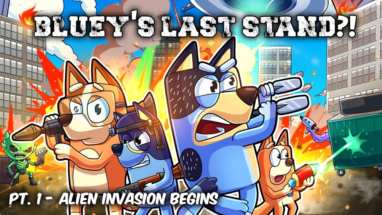 Bluey vs Alien Invasion Cartoon Parody - YouTube