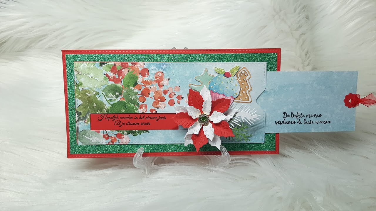 schuifkaart met kerst bloem - YouTube