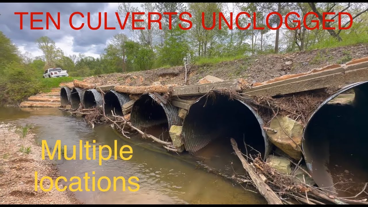 unclogging multiple culverts and log jams 4/10/23 - YouTube