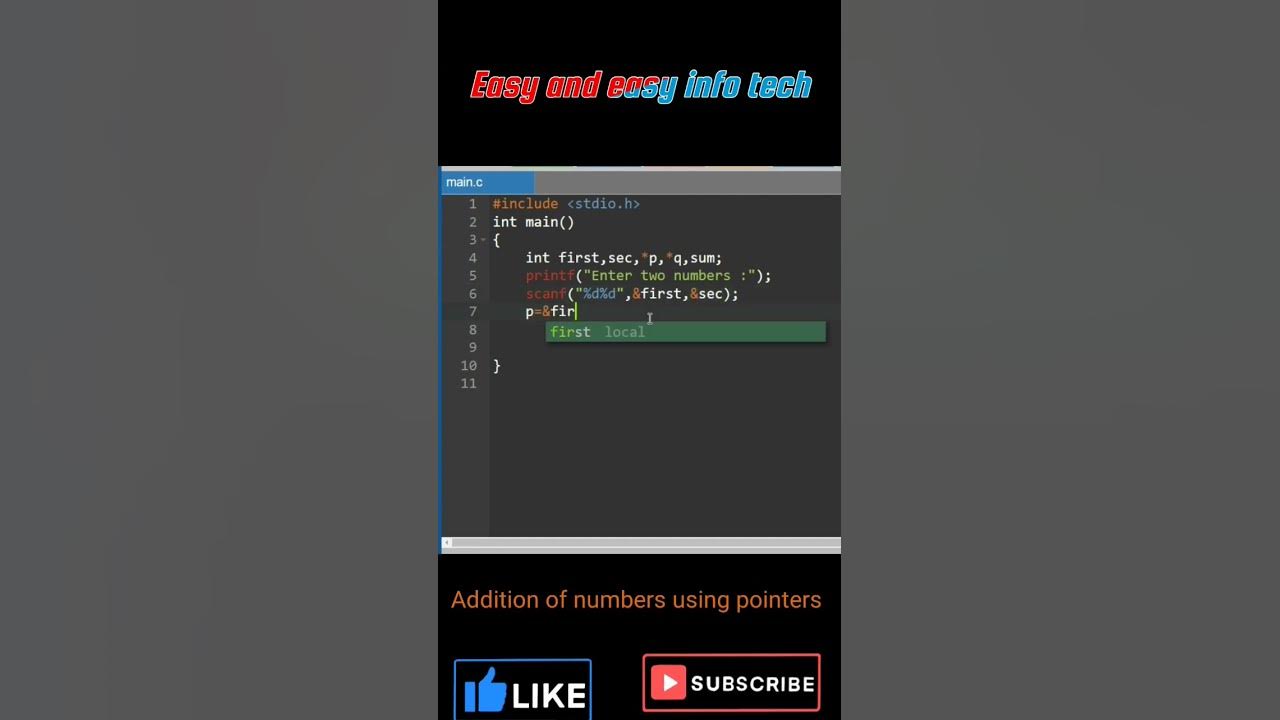 Addition Of Two Numbers Using Pointer C Programming C Tutorials Youtube