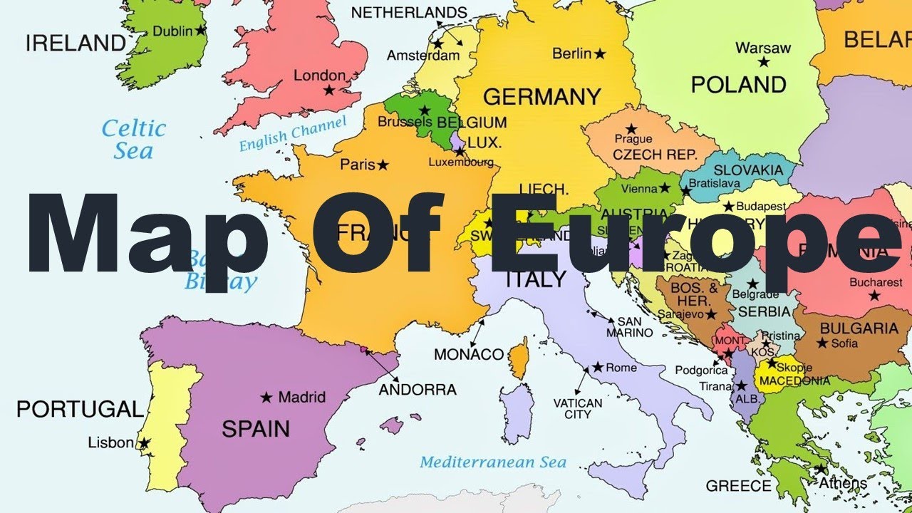 Map Of Europe Continent | Portugal | Spain | Germany | England | France ...