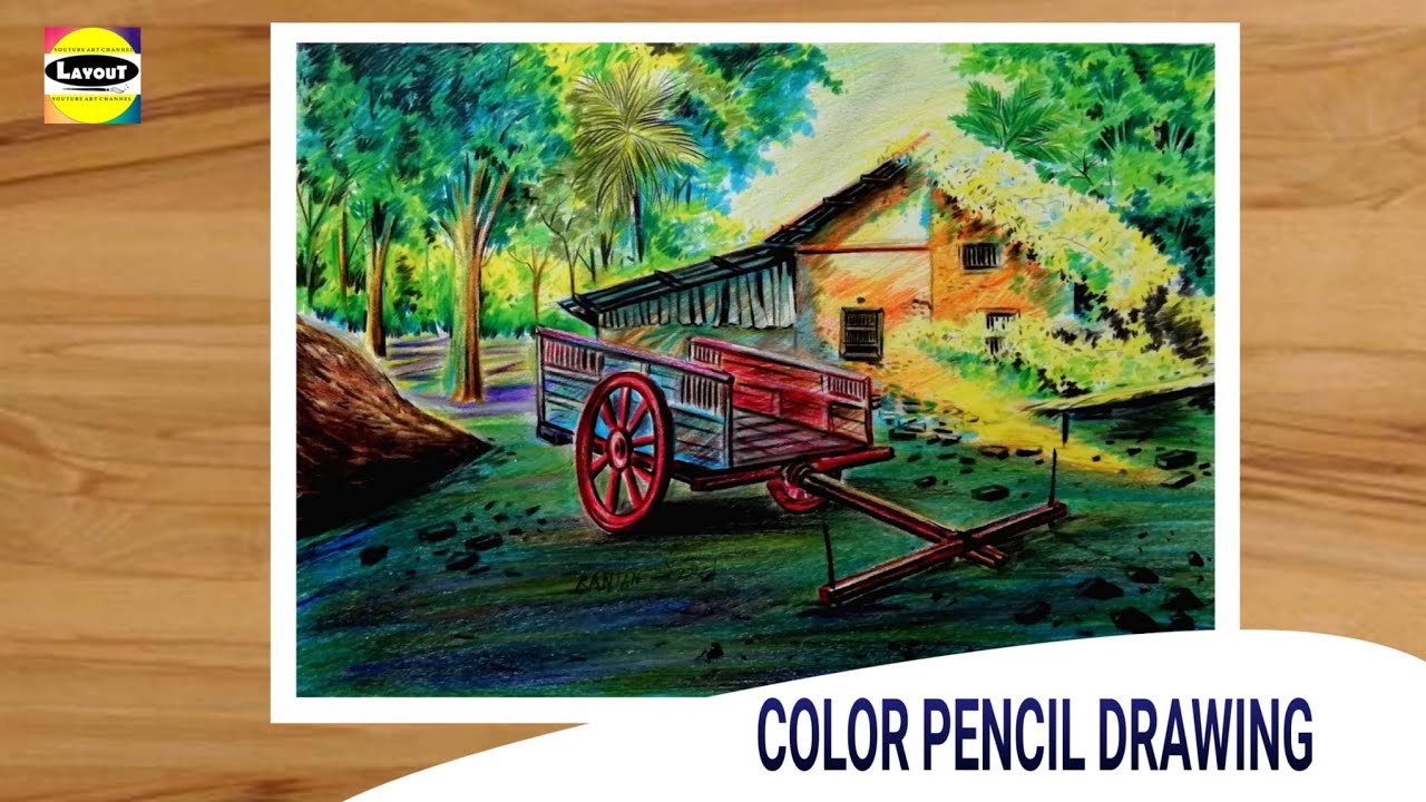 Color pencil drawing Video / How to draw landscape with color pencil ...