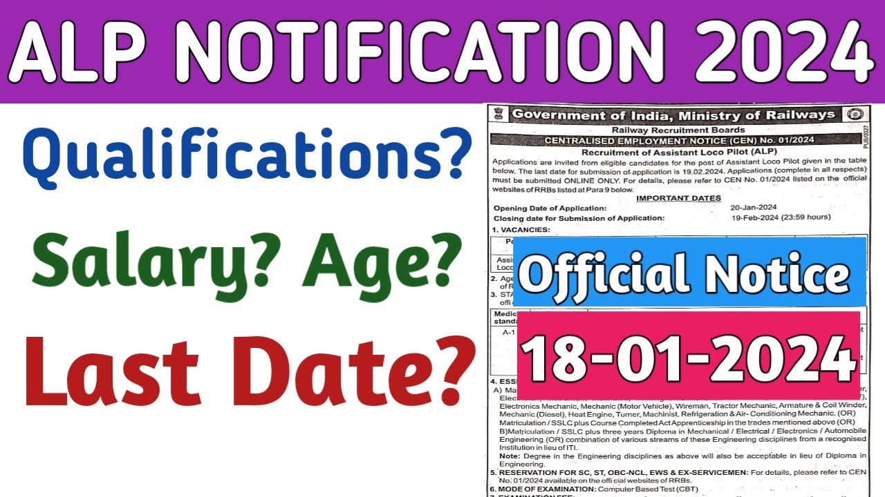 ALP NOTIFICATION 2024 || Complete Details Don't Miss It|| - YouTube