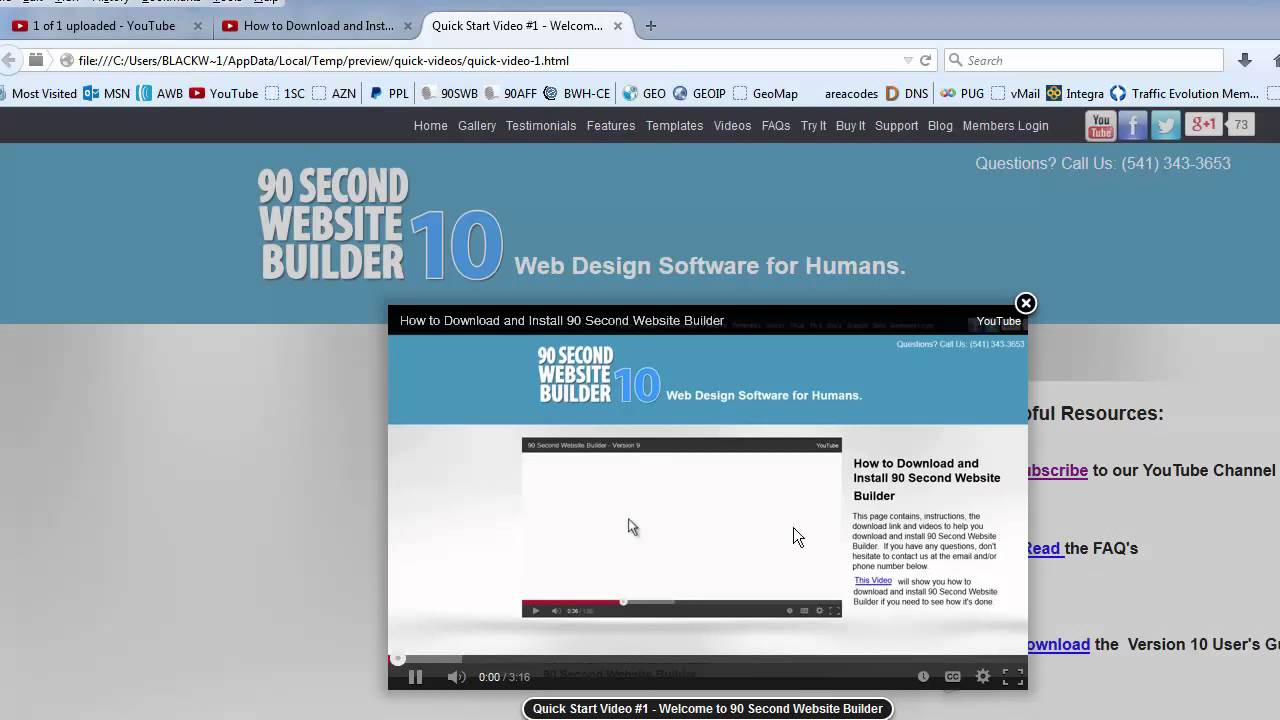 90 Second Website Builder - Version 10 - Adding YouTube Videos to Your Site - YouTube