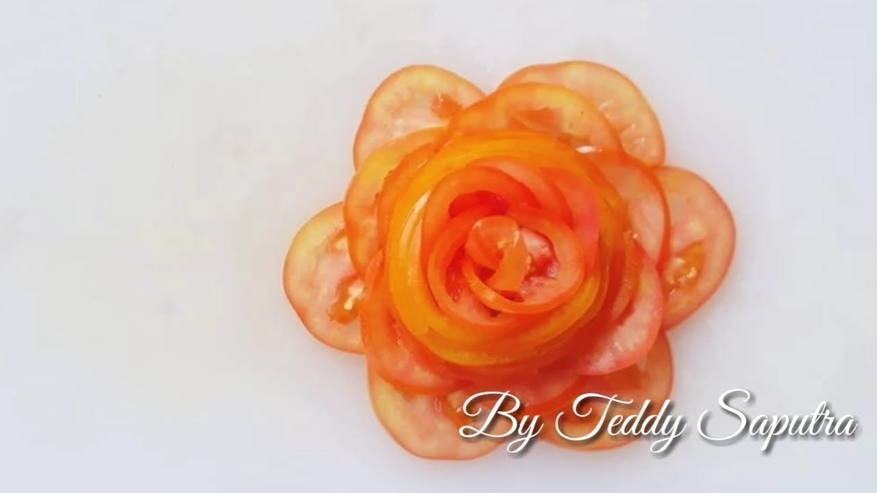 How to make tomato rose garnish - YouTube