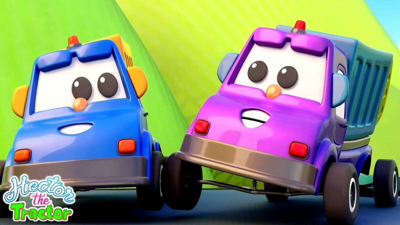 Five Little Garbage Trucks, Vehicle Cartoon Songs for Kids with Hector ...