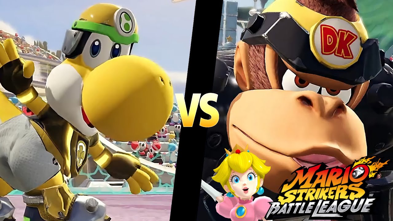 Mario Strikers Battle League Team Yoshi vs Team Donkey Kong in ...
