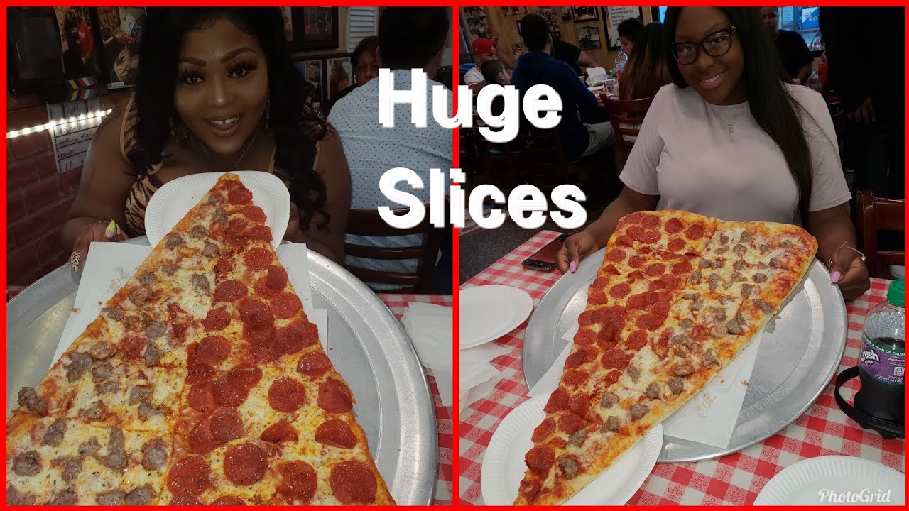 EATING THE WORLD'S LARGEST PIZZA SLICE | PIZZA BARN YONKERS - YouTube