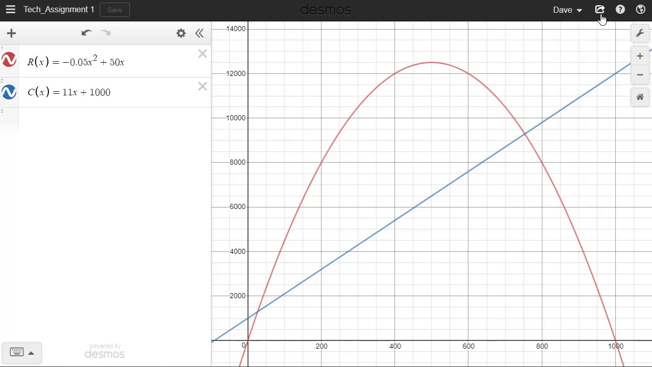 Revenue and Cost in Desmos - Part 1b - YouTube