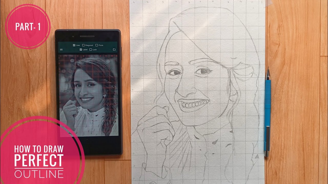 How to Draw Perfect Outline by using Grid Method - YouTube