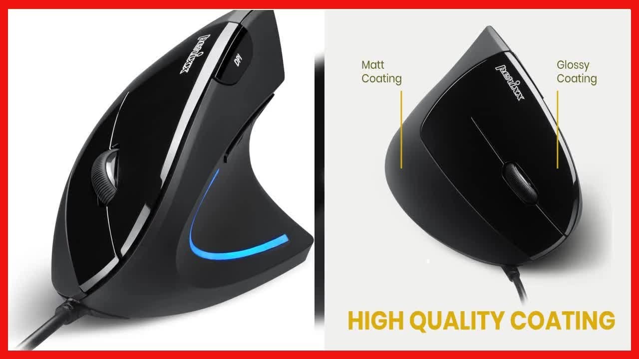 Perixx Perimice-513 Wired Vertical USB Mouse, 6 Buttons with 1000/1600 ...