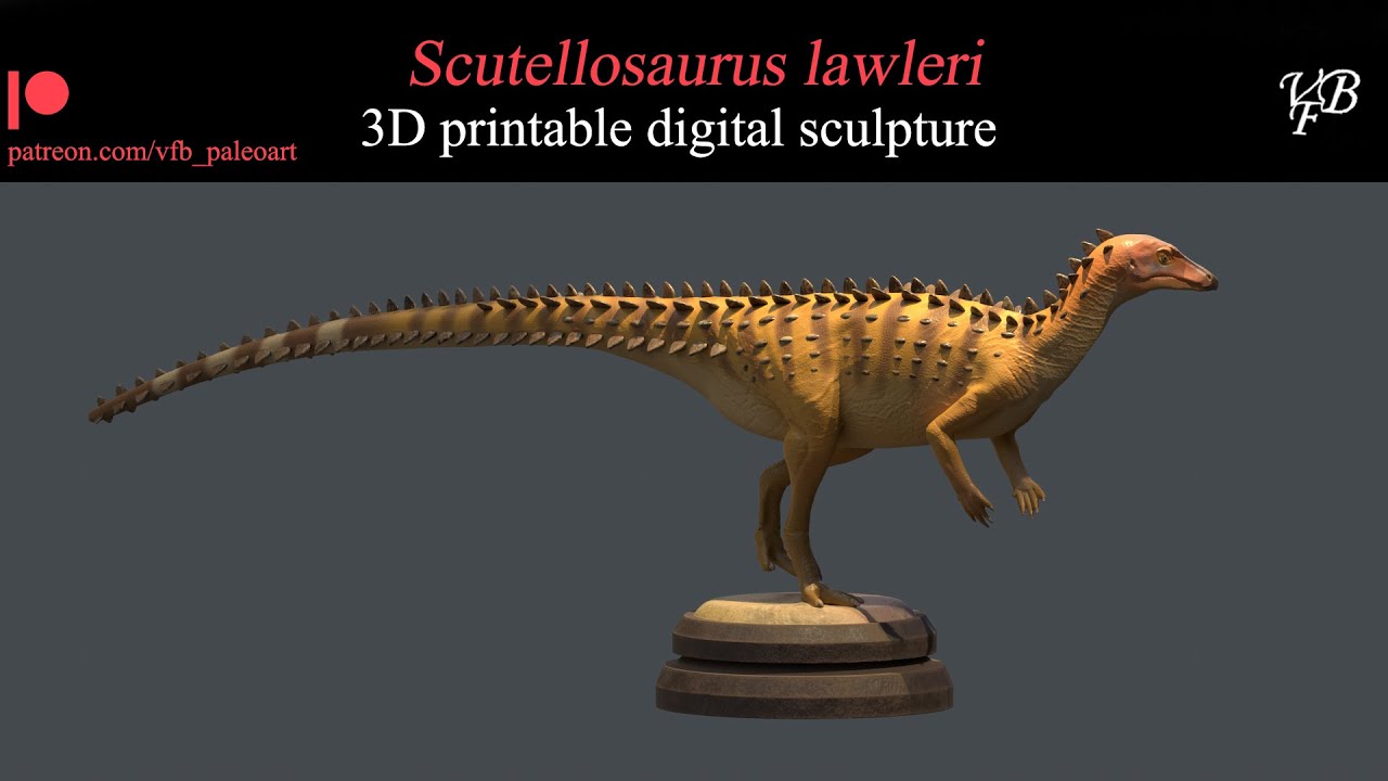 Scutellosaurus lawleri - Statue for 3D printing - YouTube