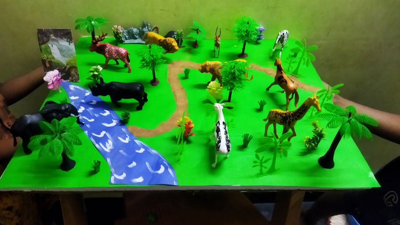 How to make forest model for school project/ jungle animals making for ...