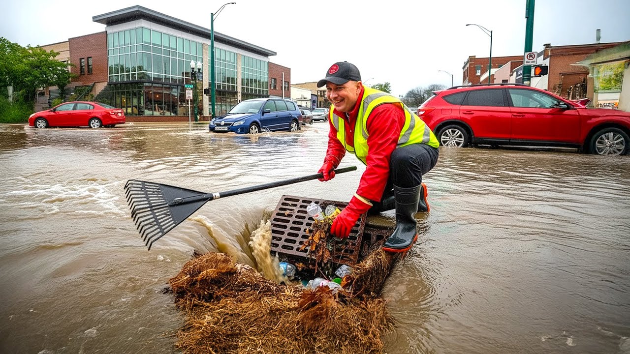 Extreme Floods Defeated By Street Drain Rescue - YouTube