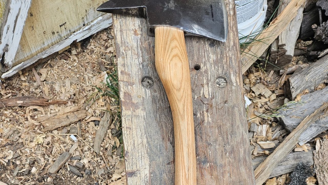 finishing a custom-made axe handle - YouTube