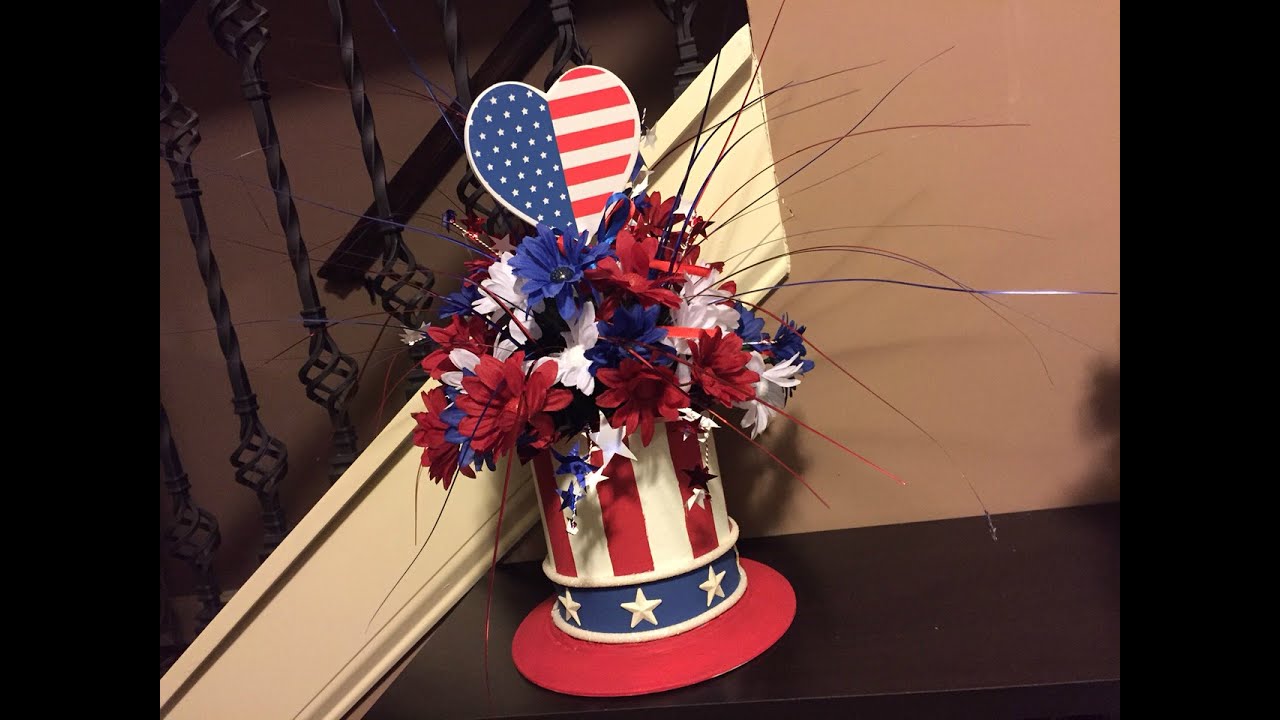 Upcycle Tin to Uncle Sam Patriotic Hat Centerpiece - YouTube