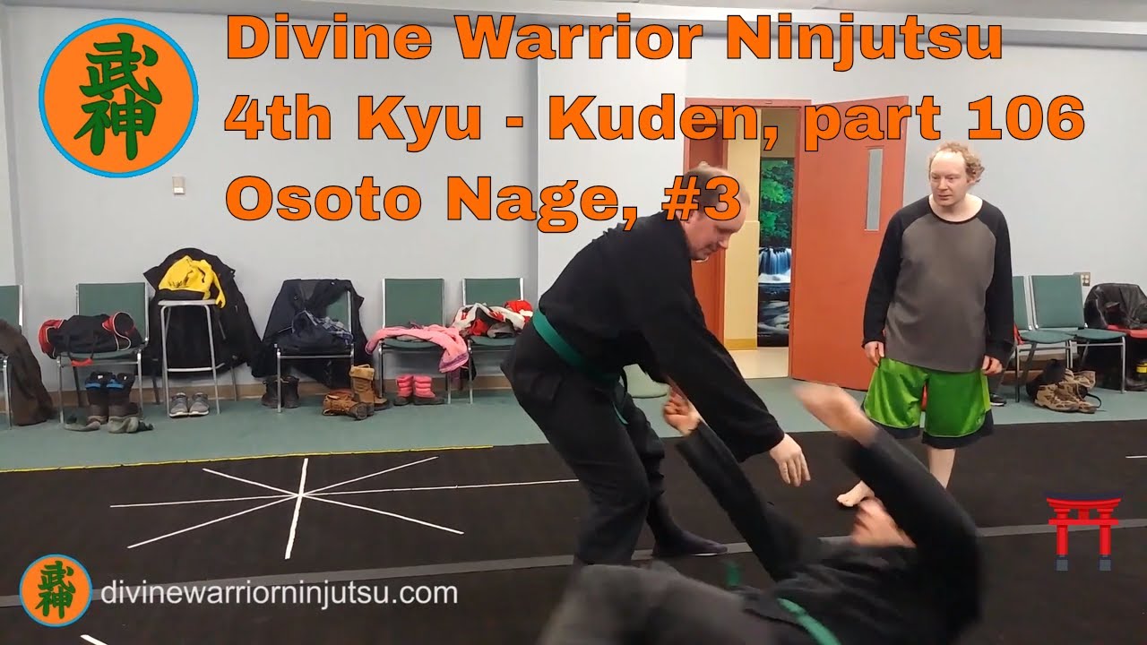 Ninjutsu, 4th Kyu, part 106 - 3 techniques using Osoto Nage #3 - YouTube