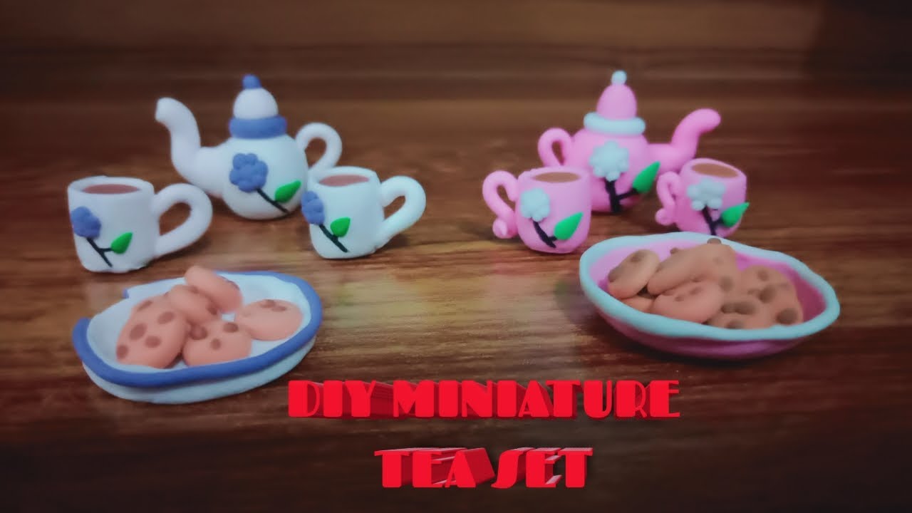 How to make a tea set out of air dry clay/DIY Miniature tea set/Easy ...
