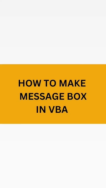 How to make Message Box in VBA | #excel #vba #shorts - YouTube