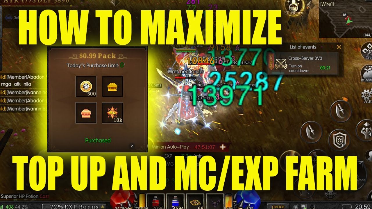 HOW TO MAXIMIZE TOP UP/MC FARM/EXP FARM - MU MONARCH - YouTube