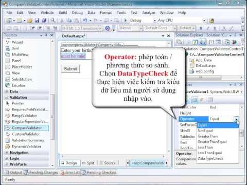 ASP NET CompareValidator - Lession 03 - YouTube